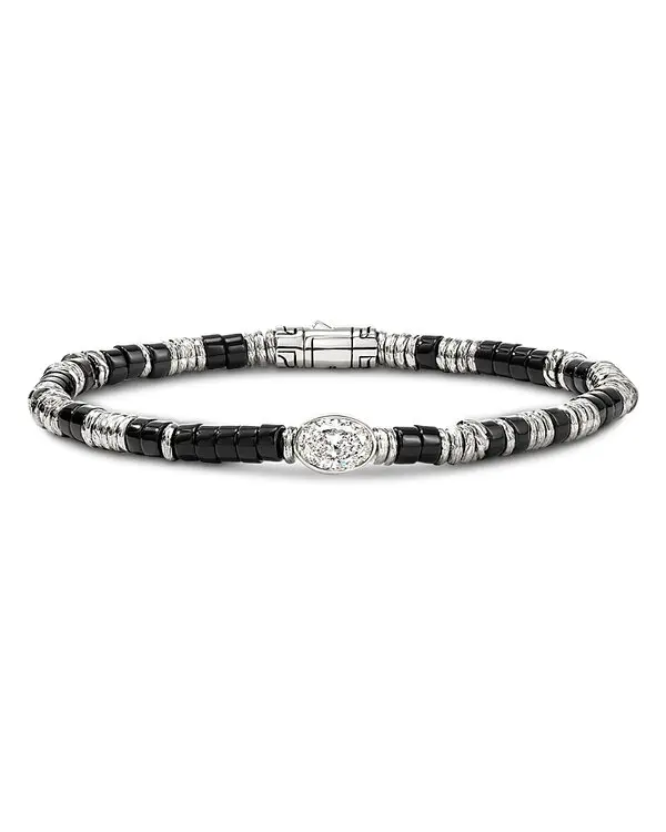 John Hardy Sterling Diamond And Onyx Bracelet - Silver