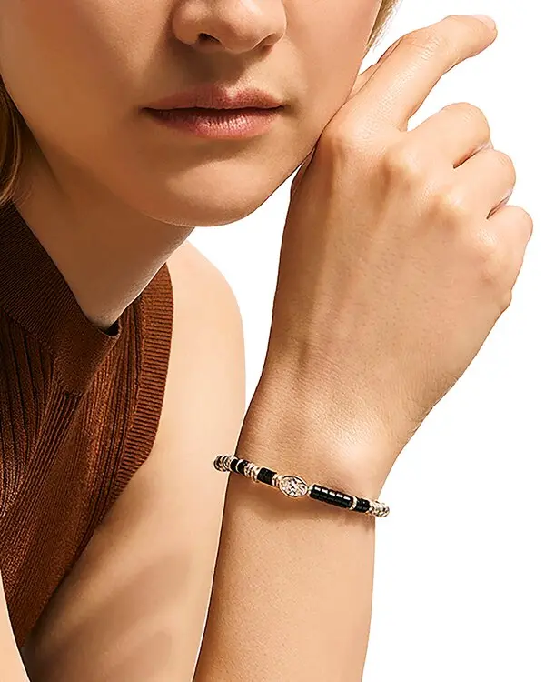 John Hardy Sterling Diamond And Onyx Bracelet - Silver