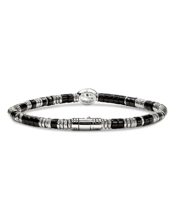 John Hardy Sterling Diamond And Onyx Bracelet - Silver