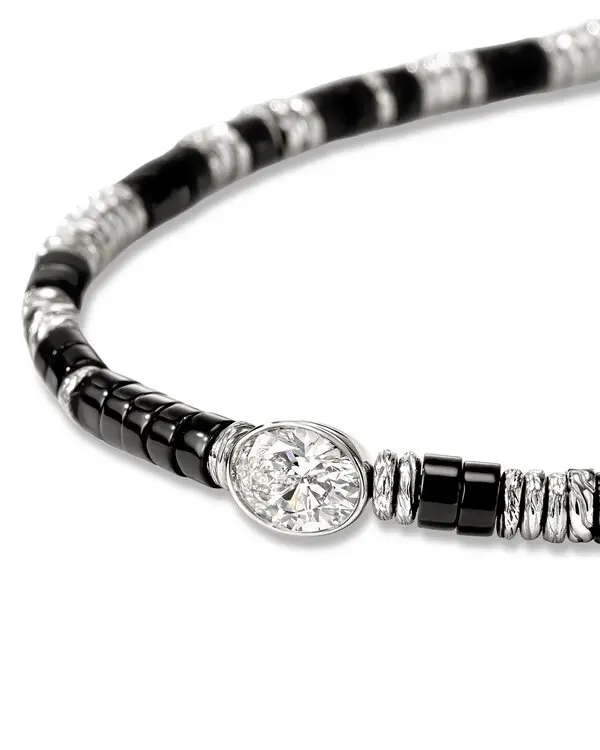John Hardy Sterling Diamond And Onyx Bracelet - Silver