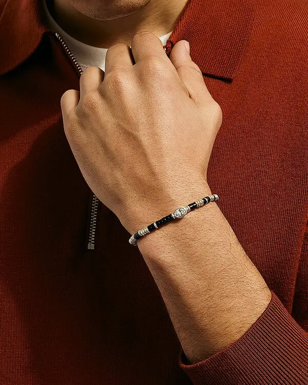 John Hardy Sterling Diamond And Onyx Bracelet - Silver