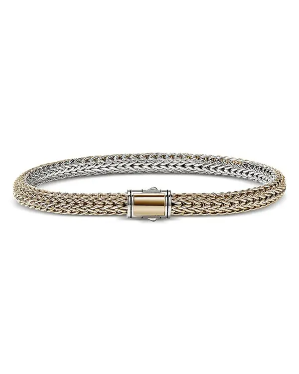 John Hardy 14k Yellow Bonded Gold And Sterling Reversible Bracelet - Silver