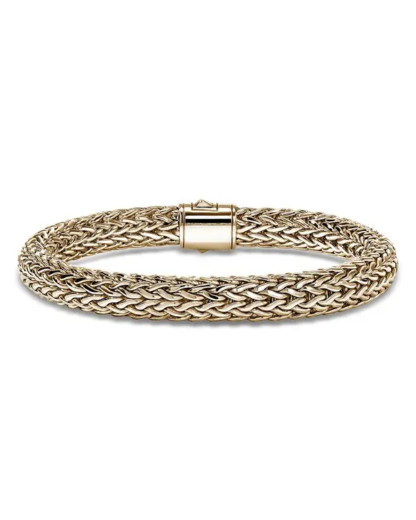 John Hardy 14k Yellow Icon Diamond Pave Clasp Woven Bracelet, 7.5mm - Gold