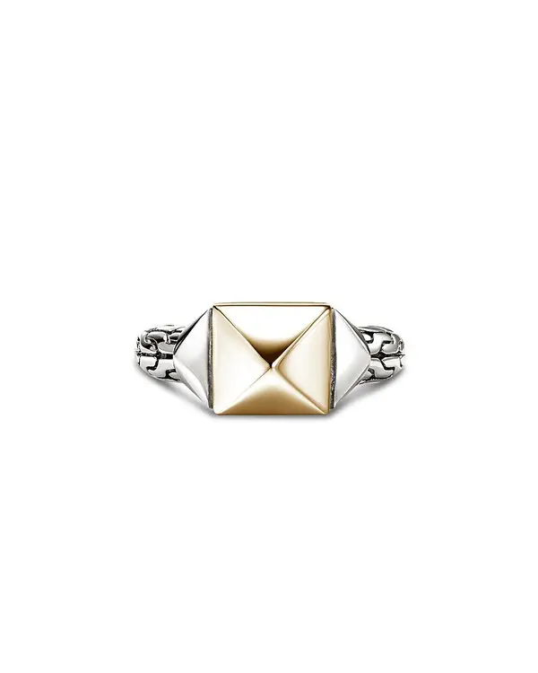 John Hardy Sterling & 14k Yellow Gold Icon Stud Ring - Silver