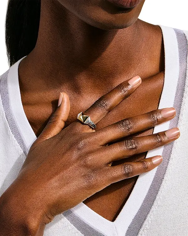John Hardy Sterling & 14k Yellow Gold Icon Stud Ring