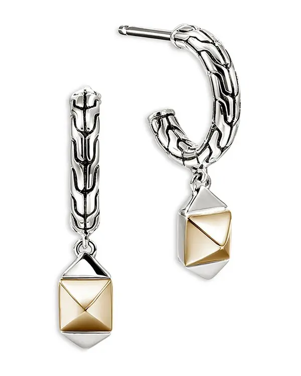 John Hardy Icon Pyramid Dangle Hoop Earrings - Silver