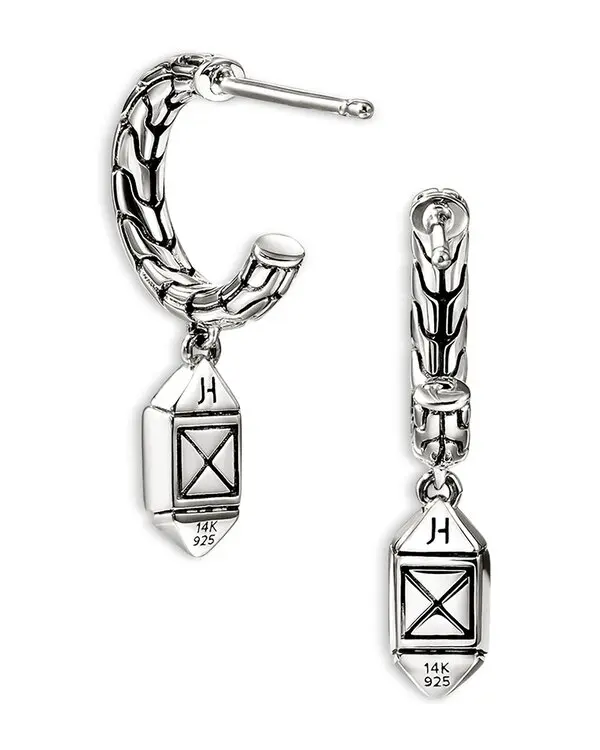 John Hardy Icon Pyramid Dangle Hoop Earrings - Silver