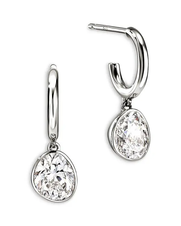John Hardy Sterling Lovestruck Lab Grown Diamond Dangle Hoop Earrings - Silver