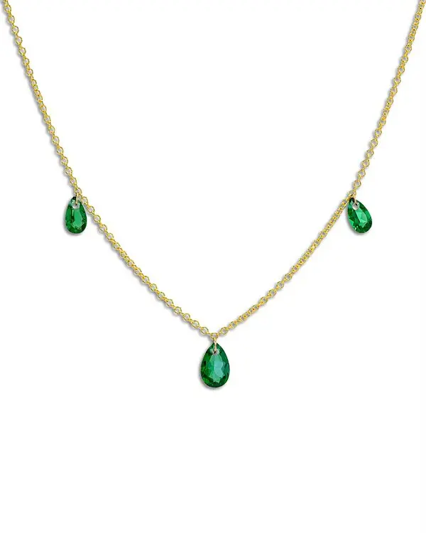 ZOE LEV 14k Yellow Lab Grown Emerald Pear Necklace - Gold