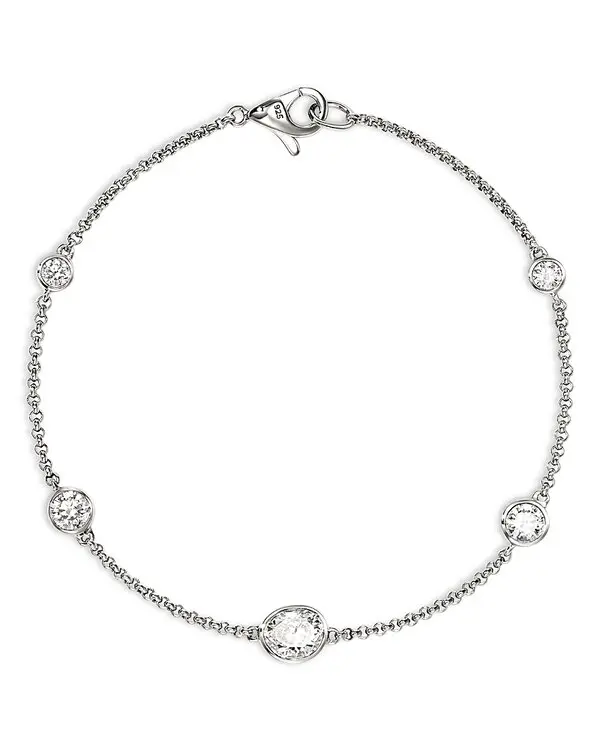 John Hardy Sterling Lab Grown Diamond Station Chain Bracelet - Silver
