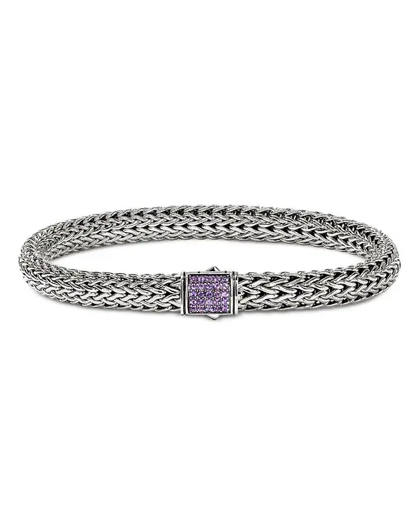 John Hardy Sterling Silver Icon Woven Link Bracelet - Amethyst