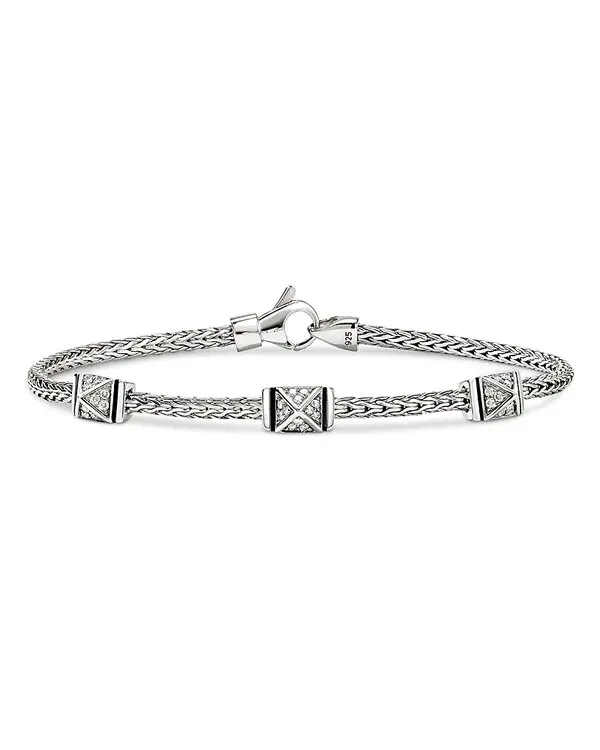 John Hardy Icon Diamond Pyramid Custer Chain Bracelet - Silver