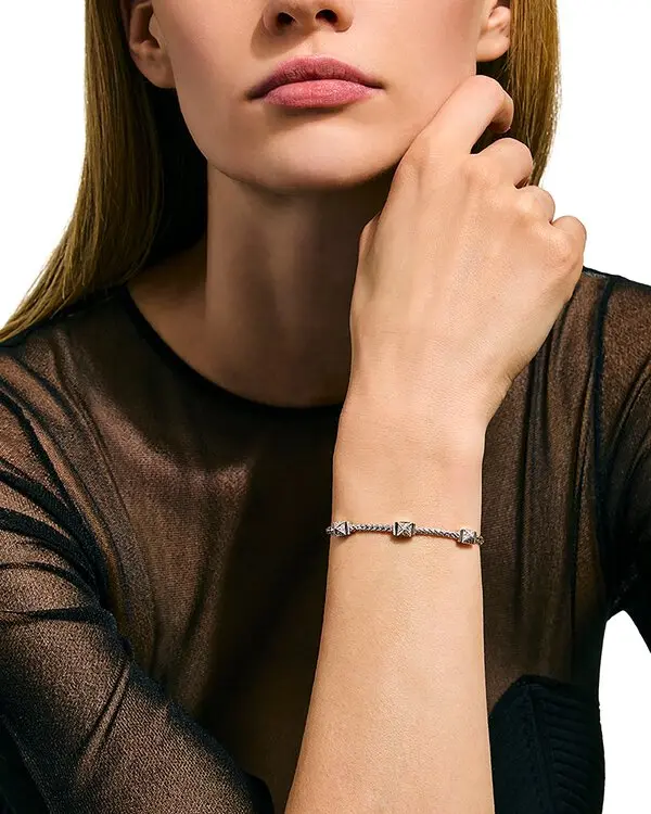 John Hardy Icon Diamond Pyramid Custer Chain Bracelet - Silver