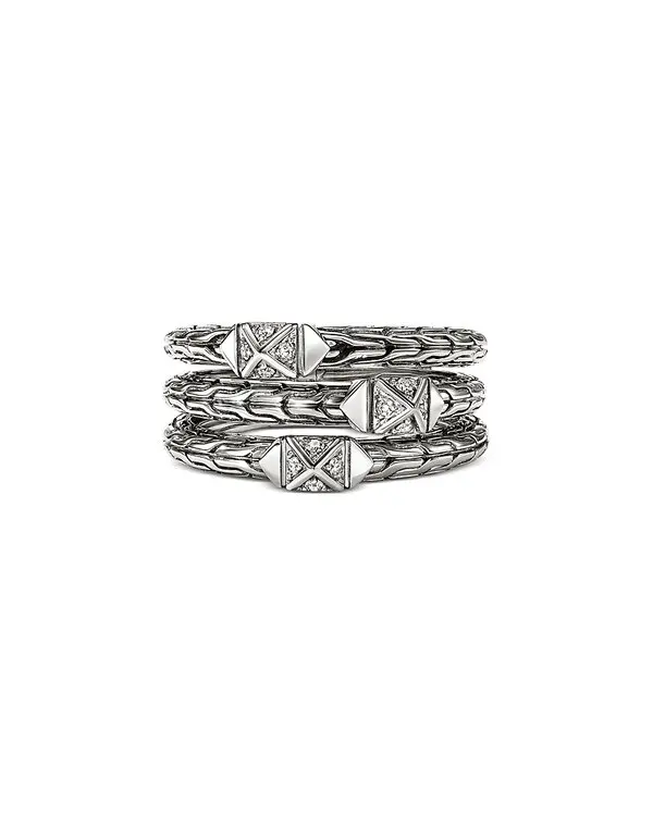 John Hardy Sterling Icon Diamond Pyramid Stack Ring - Silver