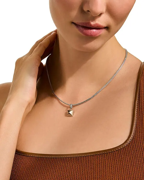 John Hardy 14k Yellow Gold & Sterling Icon Diamond Pyramid Pendant Necklace - Silver