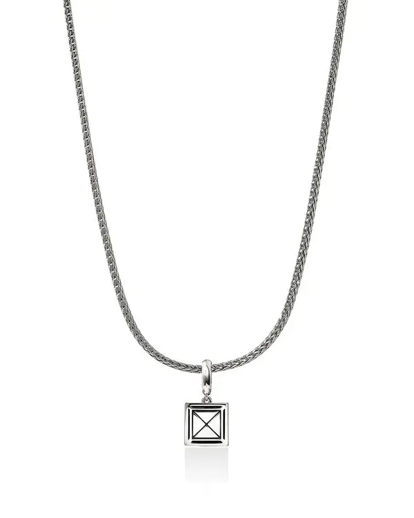 John Hardy 14k Yellow Gold & Sterling Icon Diamond Pyramid Pendant Necklace - Silver