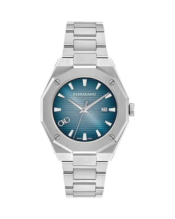 FERRAGAMO Edge 40mm Watch - Stainless Steel/blue