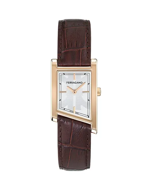 FERRAGAMO Asymetrique Watch, 39mm X 24mm - Rose Gold/silver