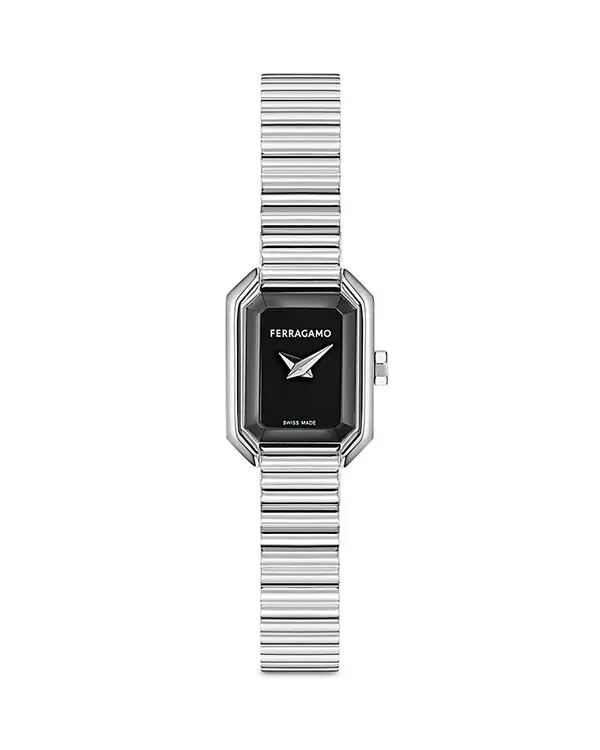 FERRAGAMO Crystal Petite Watch, 15mm X 20mm - Stainless Steel/black