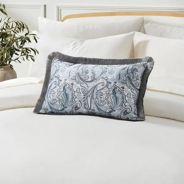 Ted Baker London Paisley Fringe Decorative Pillow, 12 X 20 - Blue