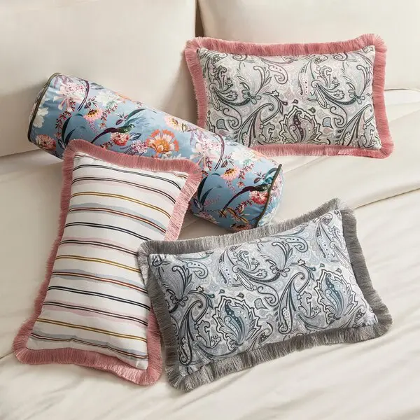 Ted Baker London Paisley Fringe Decorative Pillow, 12 X 20 - Blue