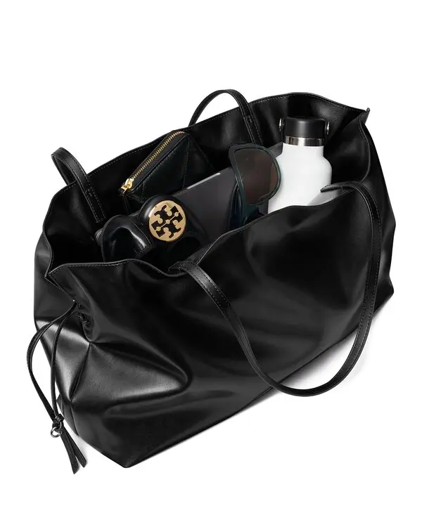 Tory Burch Ella Natuura Drawstring Tote Bag - Black