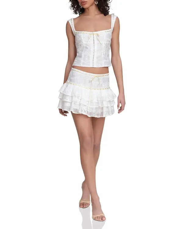 Avec Les Filles Embroidered Corset Top - White