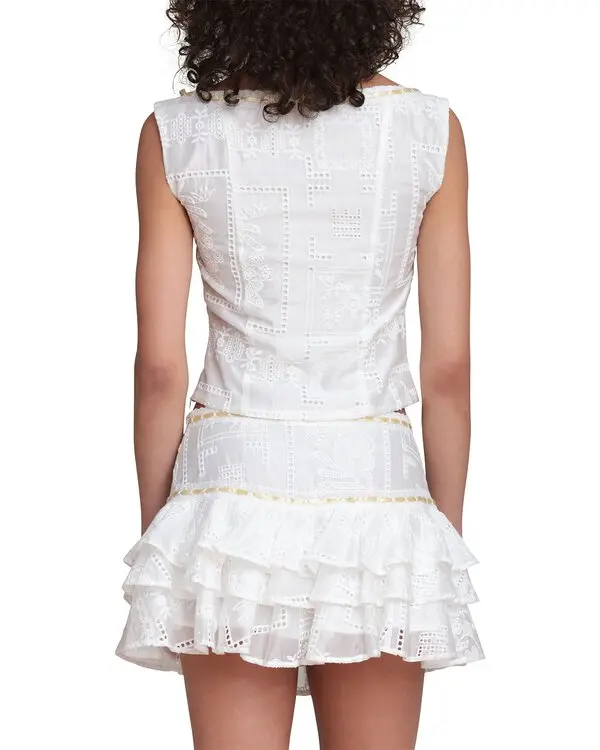 Avec Les Filles Embroidered Corset Top - White