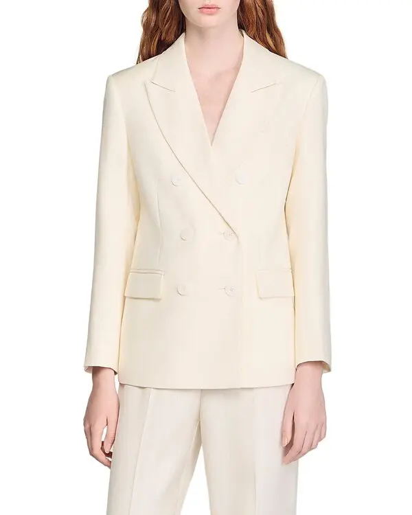 Sandro Double Breasted Suit Jacket - Ecru
