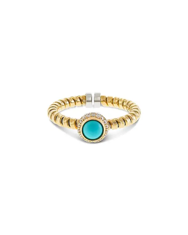 ALBERTO MILANI 18k Yellow Diamond & Turquoise Tubogas Ring - Gold