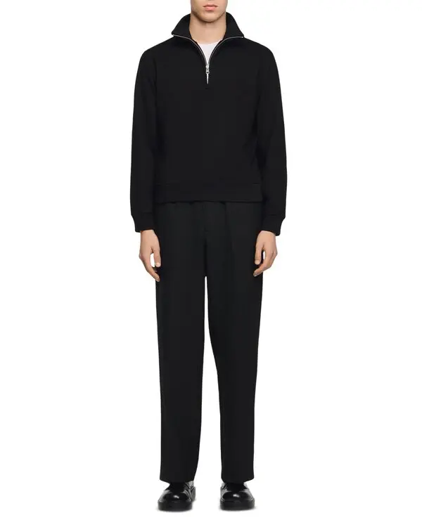 Sandro Cotton Half-zip Sweater - Black