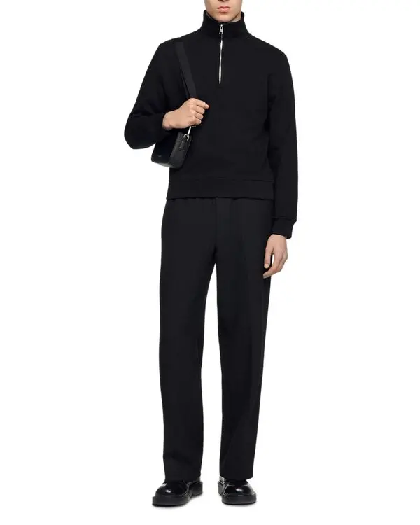 Sandro Cotton Half-zip Sweater - Black
