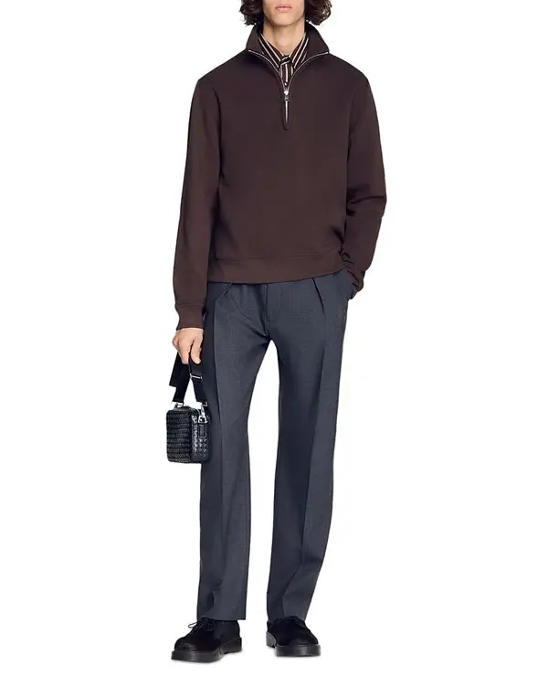 Sandro Cotton Half-zip Sweater - Chocolate