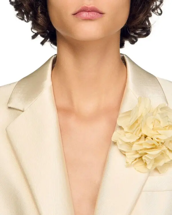Sandro Satin Jacket With Flower Detail