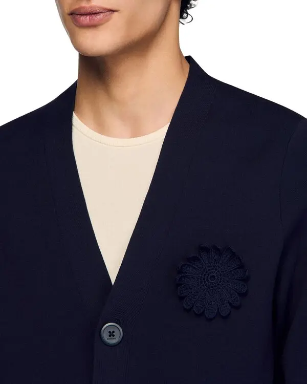 Sandro Crochet Flower Cardigan Sweater