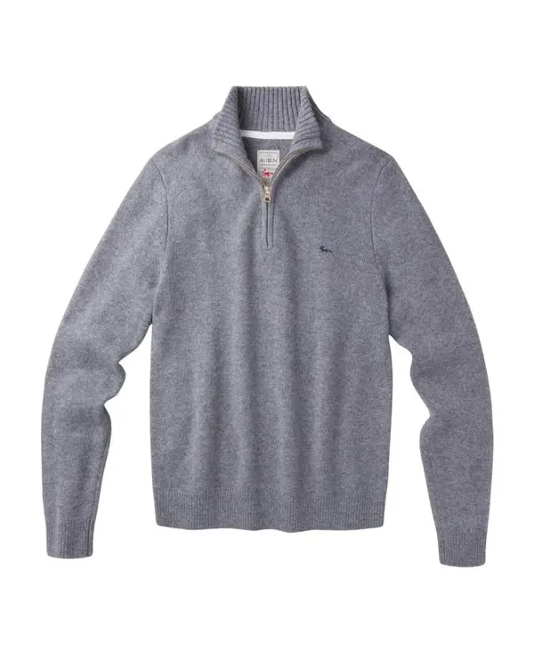AUBIN Pepper Lambswool Zip Neck Sweater