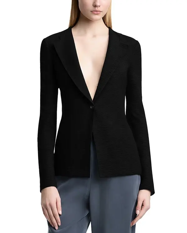 Emporio Armani Ribbed Jersey Blazer - Black