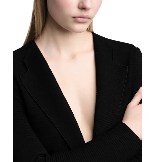 Emporio Armani Ribbed Jersey Blazer - Black