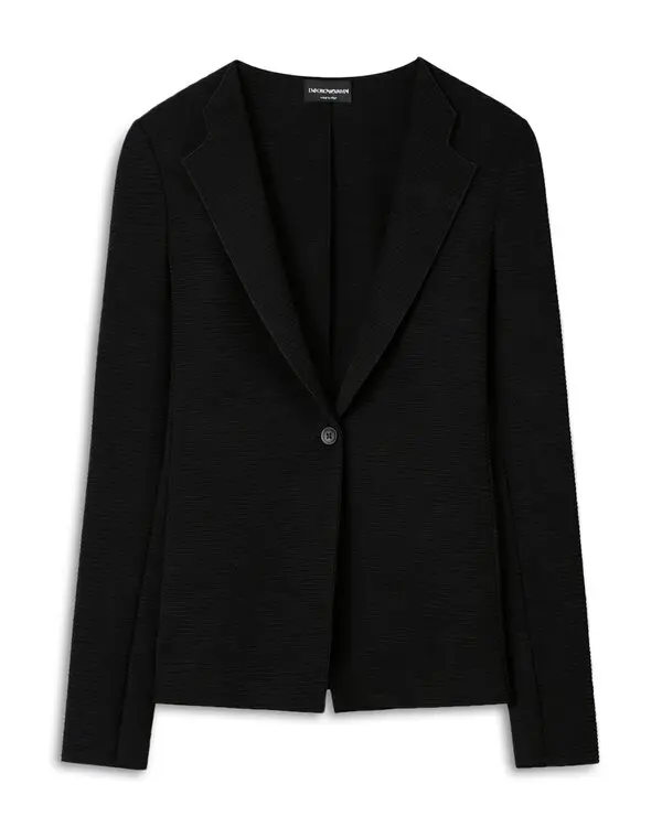 Emporio Armani Ribbed Jersey Blazer - Black