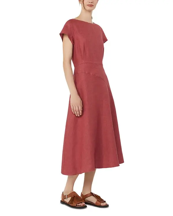Max Mara Wkdesordio Linen Canvas Midi Dress - Cherry