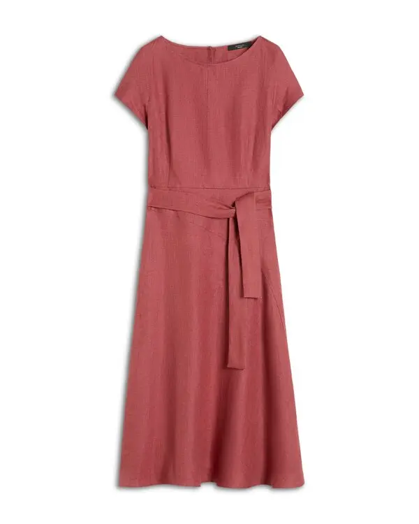 Max Mara Wkdesordio Linen Canvas Midi Dress - Cherry