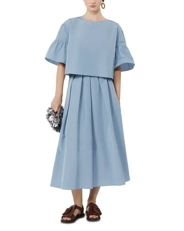 Max Mara Taffeta Midi Skirt - Light Blue