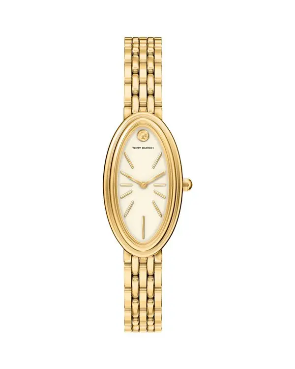 Tory Burch Elongated Oval Watch - Cream/gold