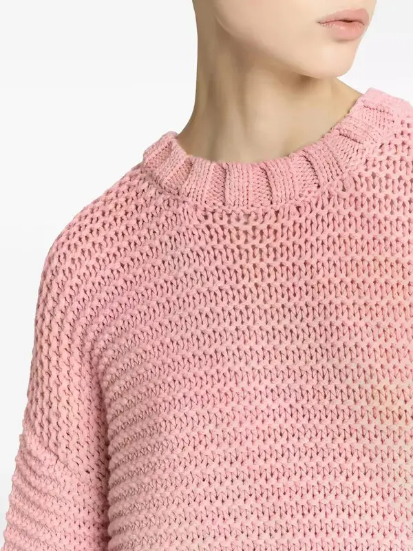 Malo Textured Sweater With Ribbed Trims