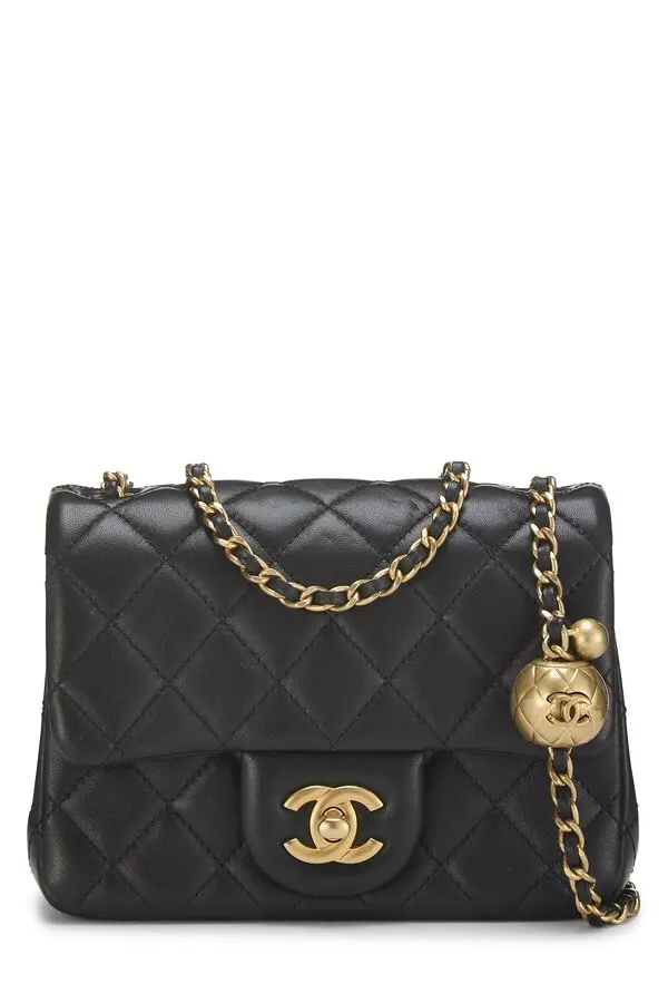 Chanel Quilted Lambskin Pearl Crush Chain Square Flap