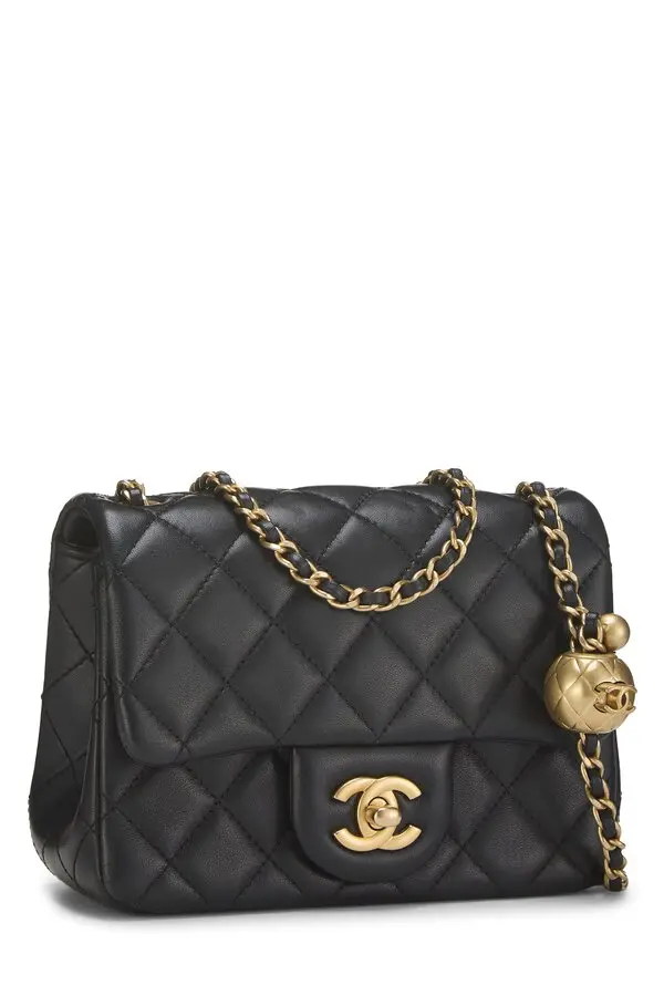 Chanel Quilted Lambskin Pearl Crush Chain Square Flap