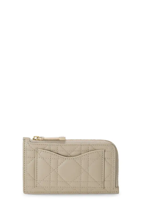 Dior Quilted Cannage Lambskin Cosmos Zip Cardholder - Grey