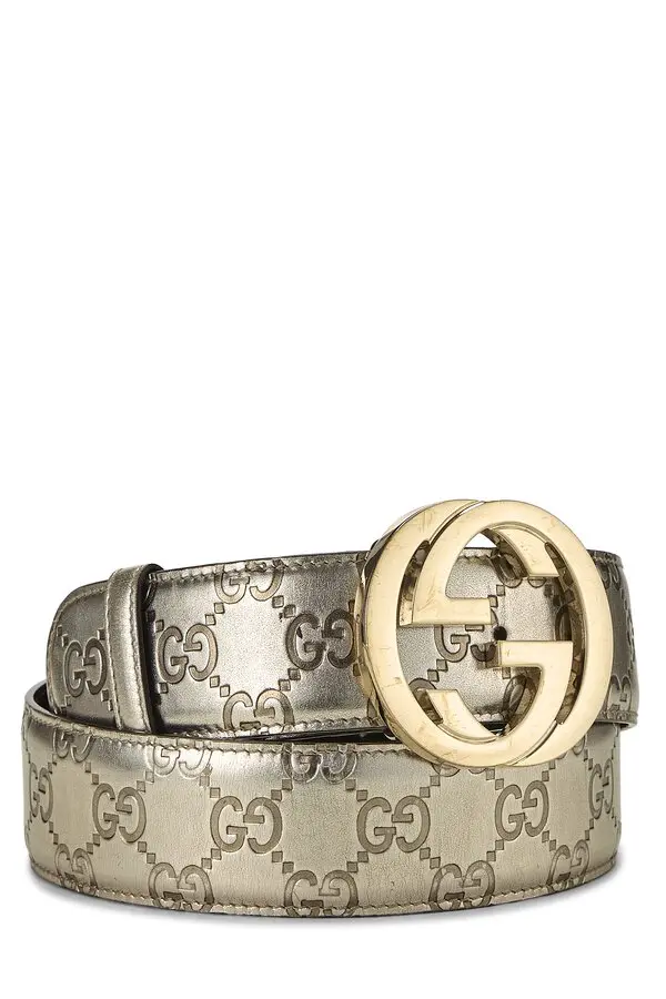 Gucci Ssima Interlocking Gg Belt 80 - Gold