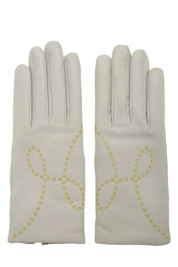 Hermès Lambskin Leather Gloves - White
