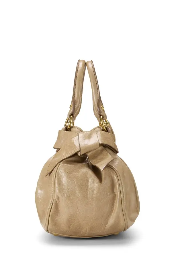 Miu Miu Calfskin Convertible Handbag - Beige
